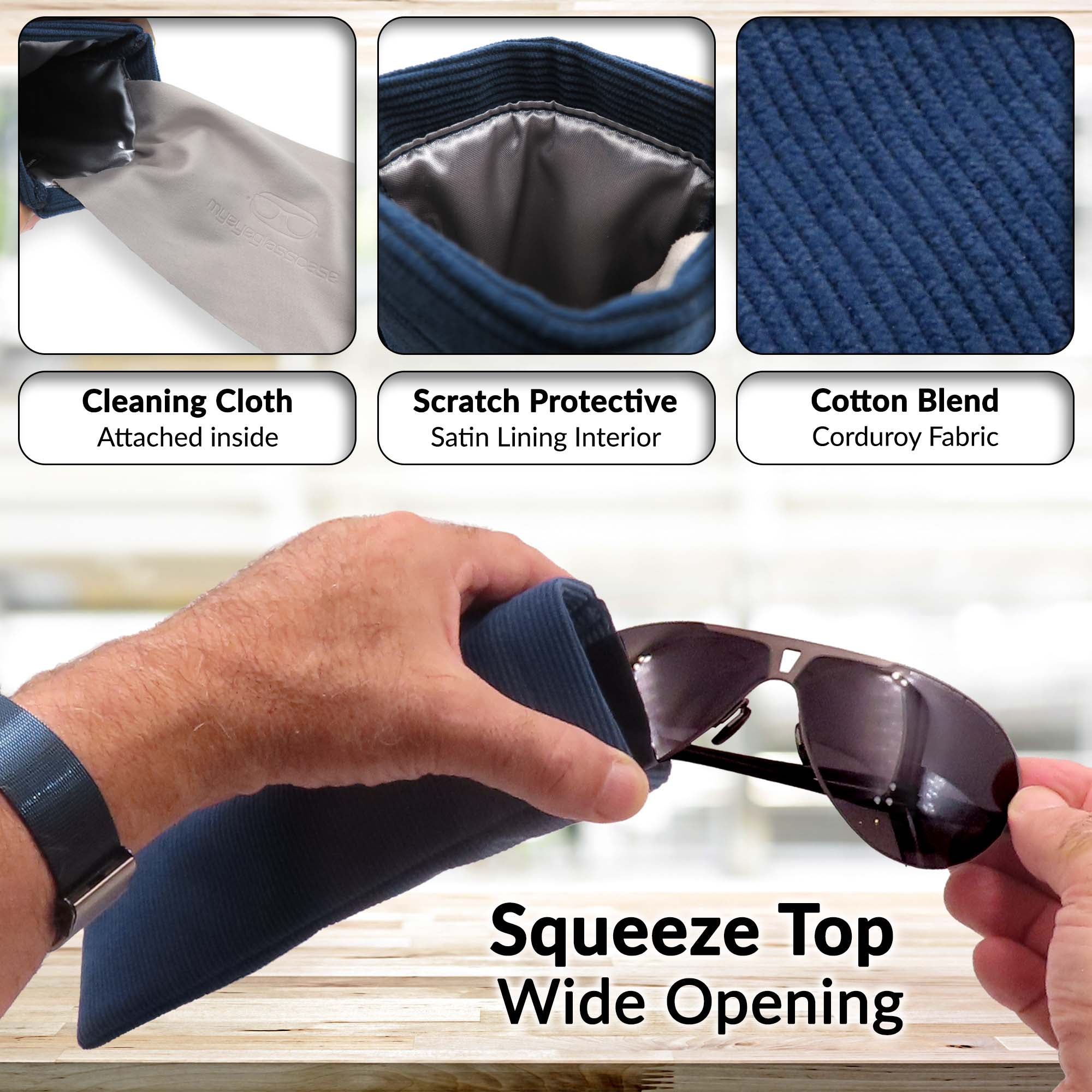 Large Soft Sunglasses Pouch, Soft Squeeze Top Case Eyeglasses Case w ...