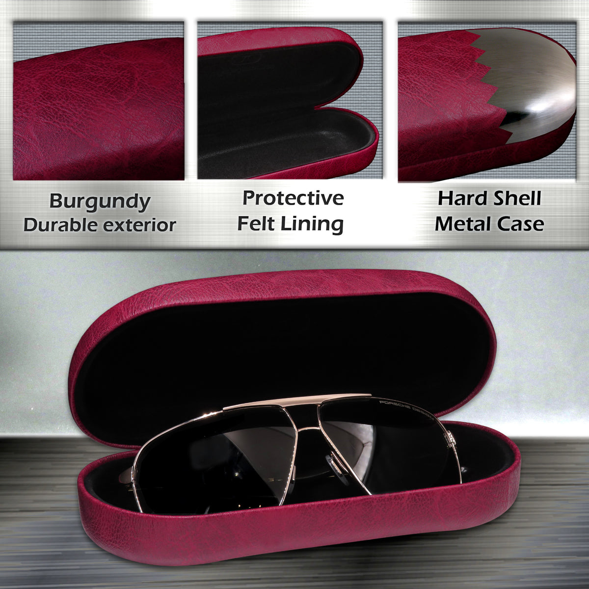 Large Sunglasses case - Hard Medium to Large Glasses Case w/ Pouch and ...